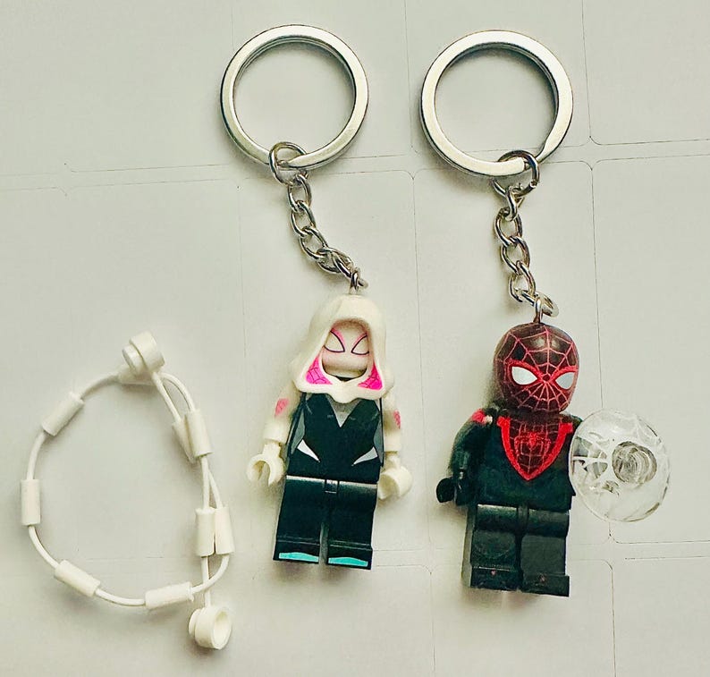Marvel Spider-man Gwen Miles Morales Black 3D Mini Couples Keyrings ...