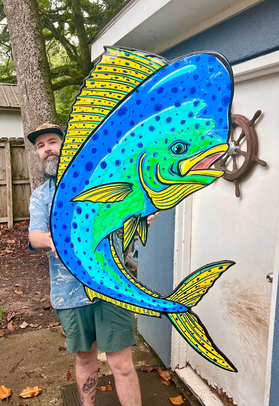 Mahi Mahi Wood Mounted Digital Painting: UV Resin Sealed - Etsy