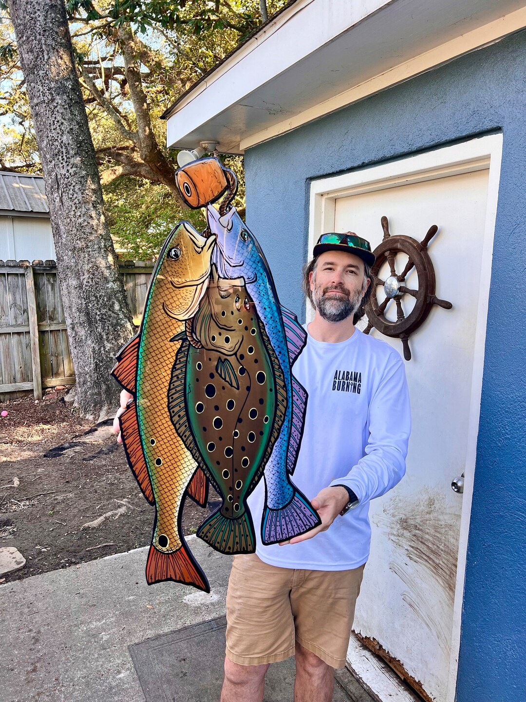 Inshore Stringer Slam Fish Art: Redfish, Flounder, Speckled Trout - Etsy