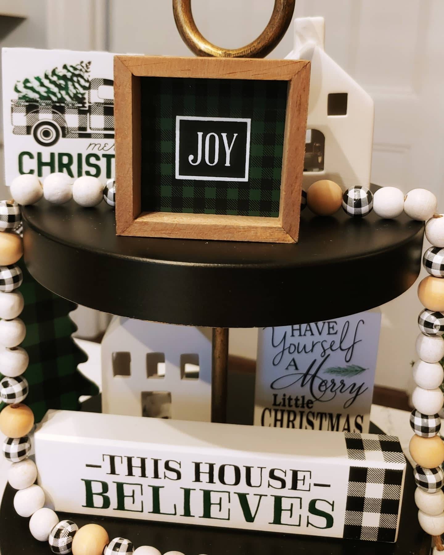 Black and White Buffalo Plaid Holiday Tiered Tray Bundle (8 Pieces) - Etsy