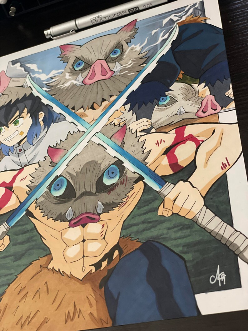 Demon Inosuke Fan Art Anime Original Drawing - Etsy