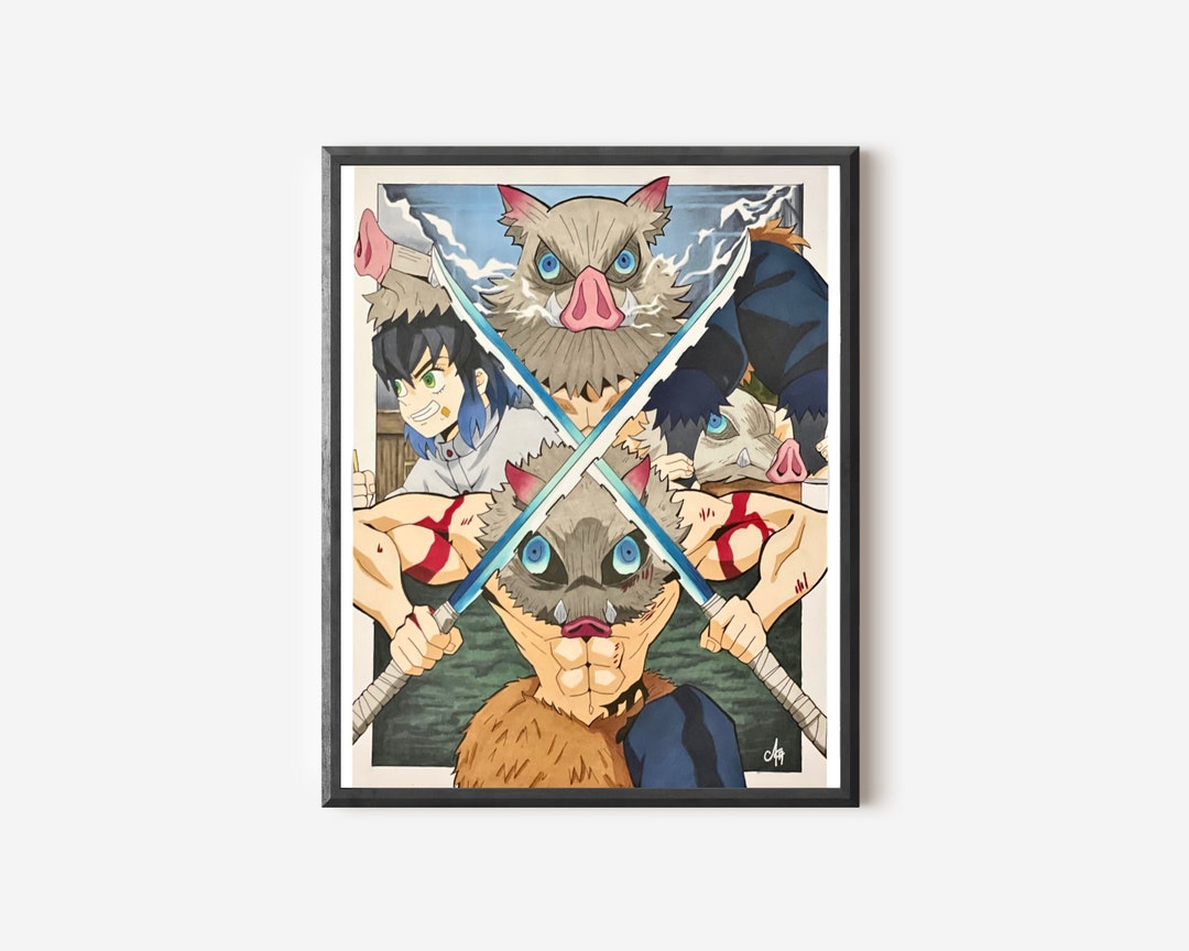 Demon Boar Print Anime Fan Art - Etsy