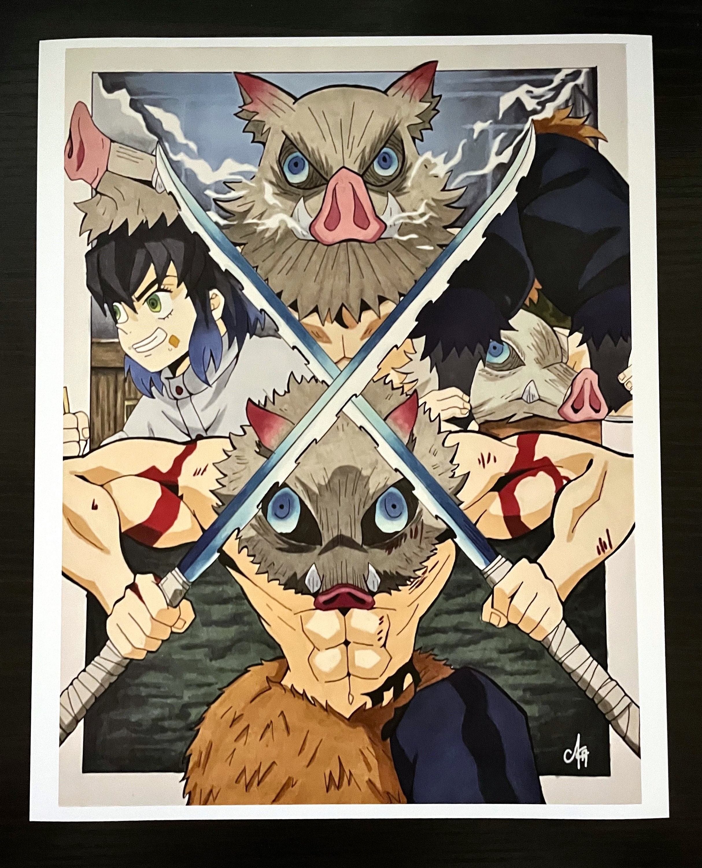 Demon Boar Print Anime Fan Art - Etsy