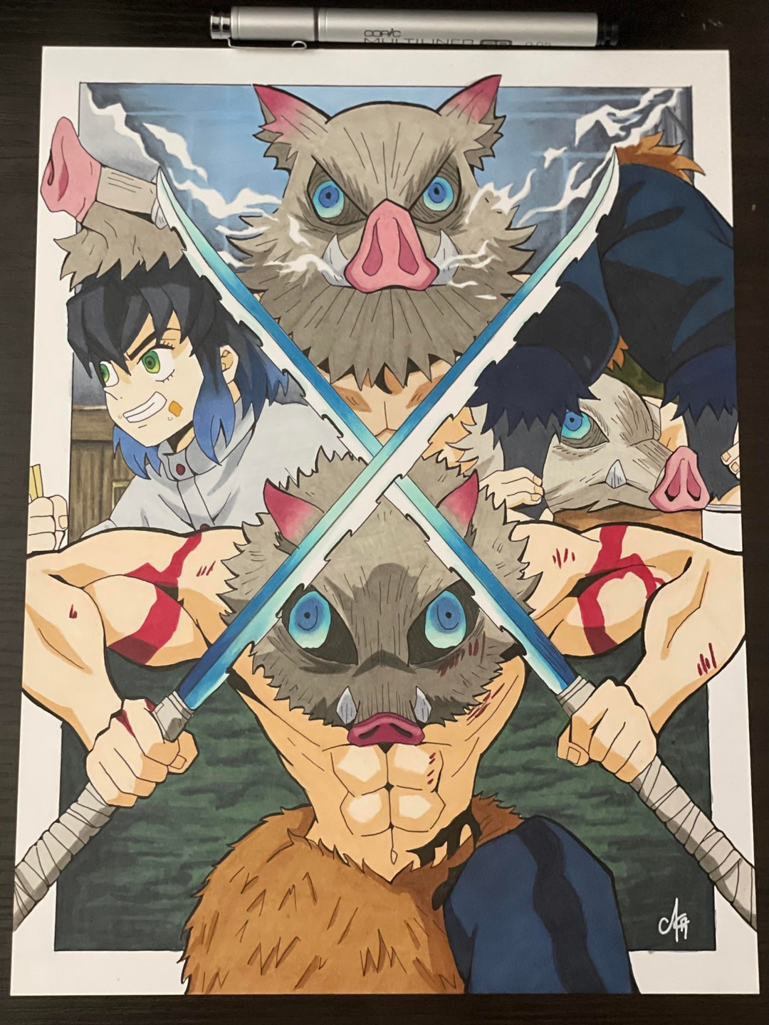 Inosuke Fan Art Anime Original Drawing - Etsy