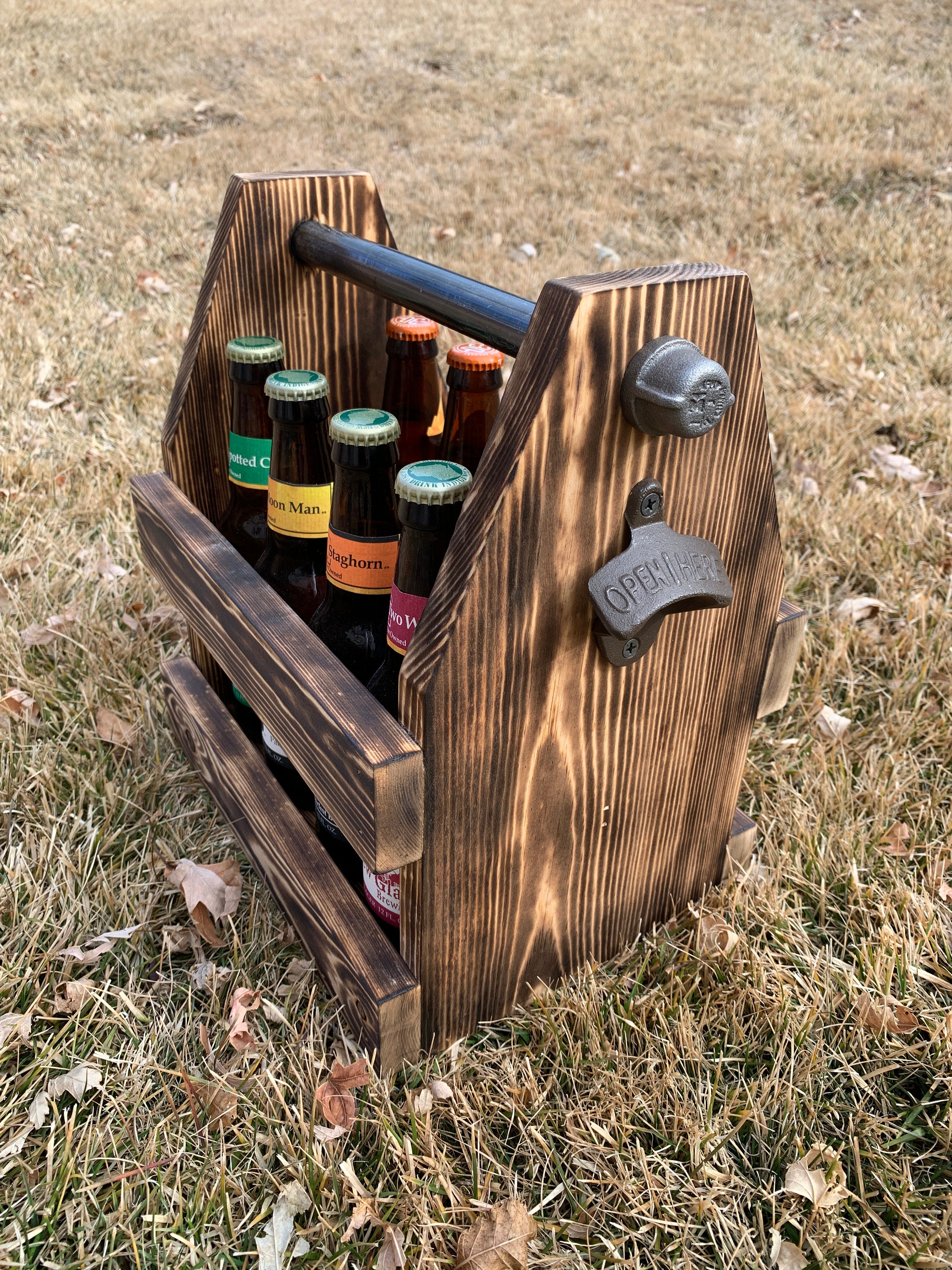 Eight Bottle / Beer Wood Caddy / Holder / Pipe Handle / Opener - Etsy