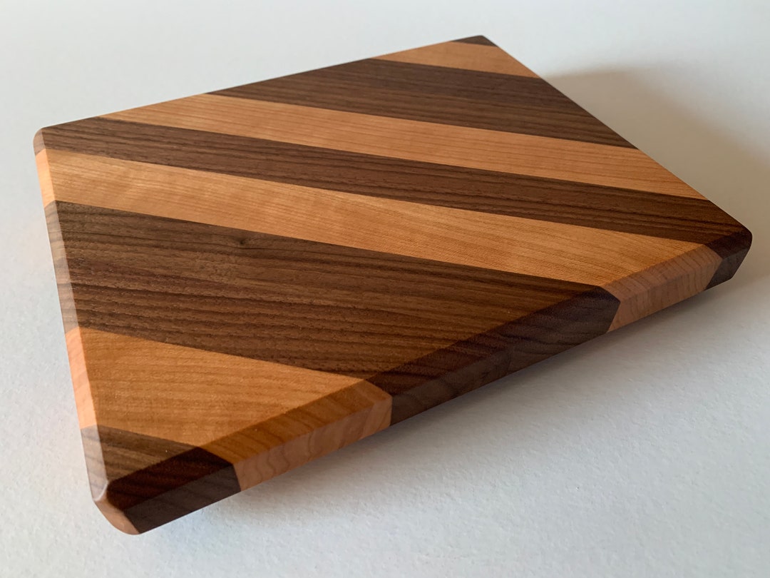Cutting Board - Small - Edge Grain - Wood - Cherry / Walnut - Diagonal ...