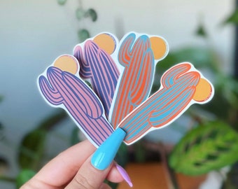 Colorful Cactus Sticker Saguaro Sticker Vinyl Die Cut - Etsy