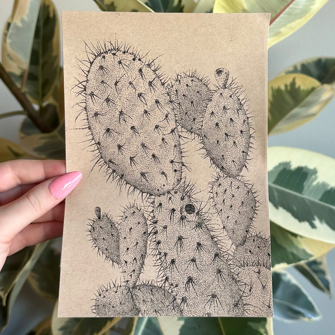 Original Prickly Pear Ink Drawing | Wall Decor - Etsy