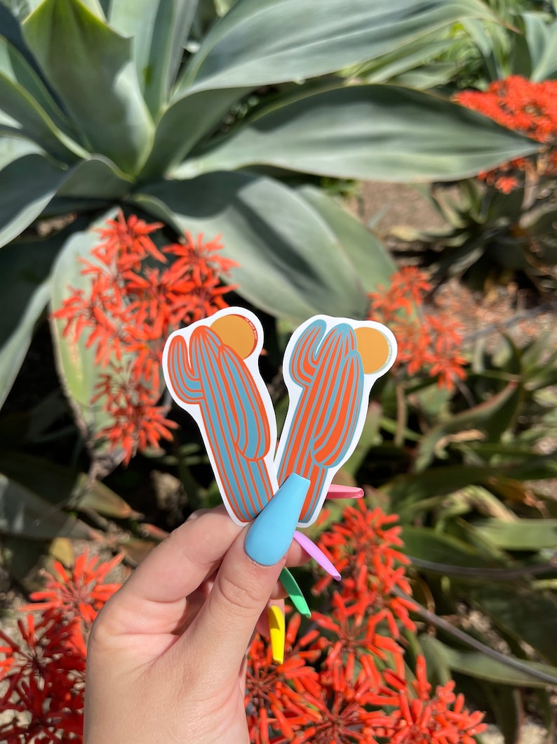 Colorful Cactus Sticker Saguaro Sticker Vinyl Die Cut - Etsy