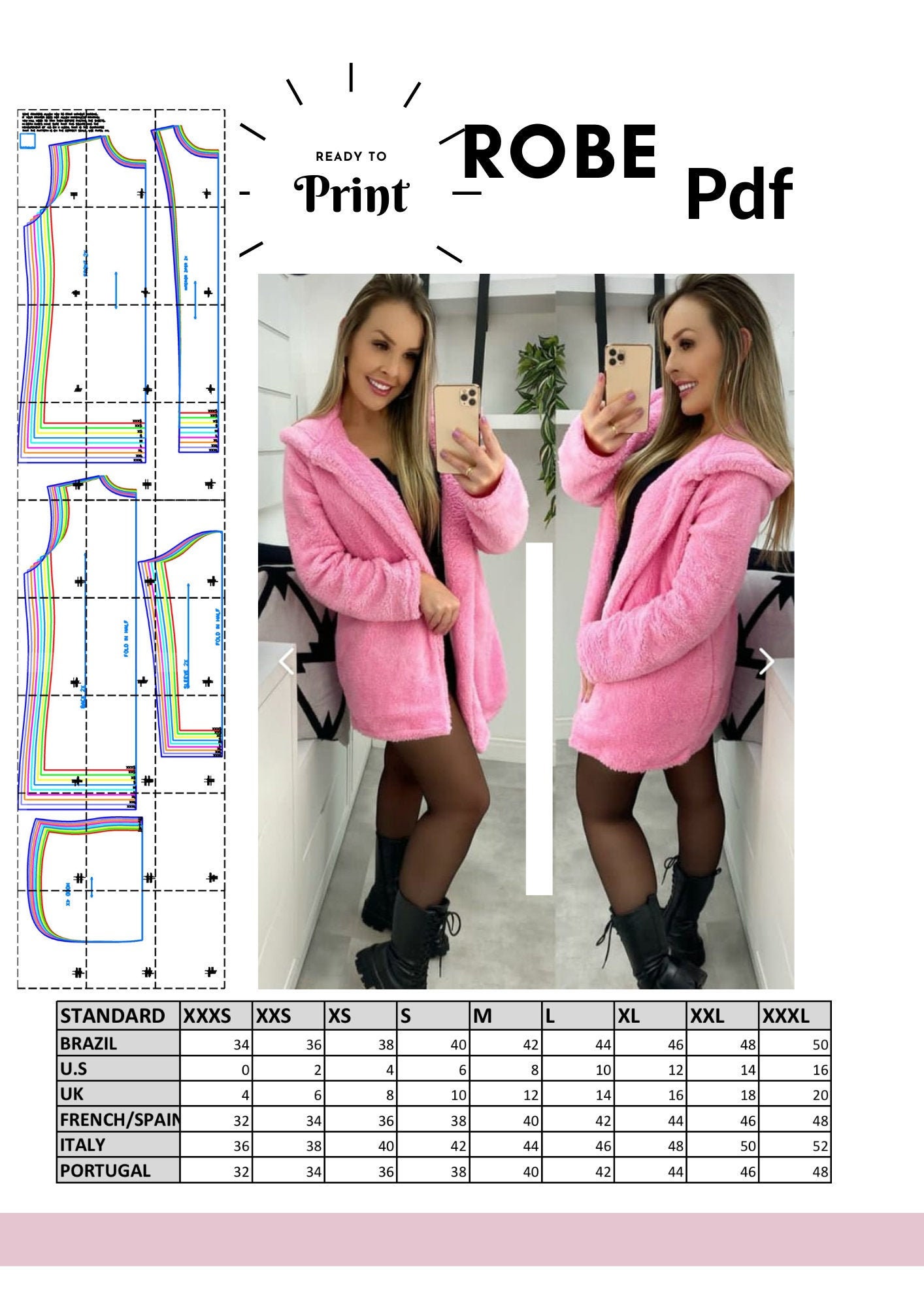 Sewing Pattern PDF : ROBE Pattern, PDF Ready to Print. 100% Tested. - Etsy