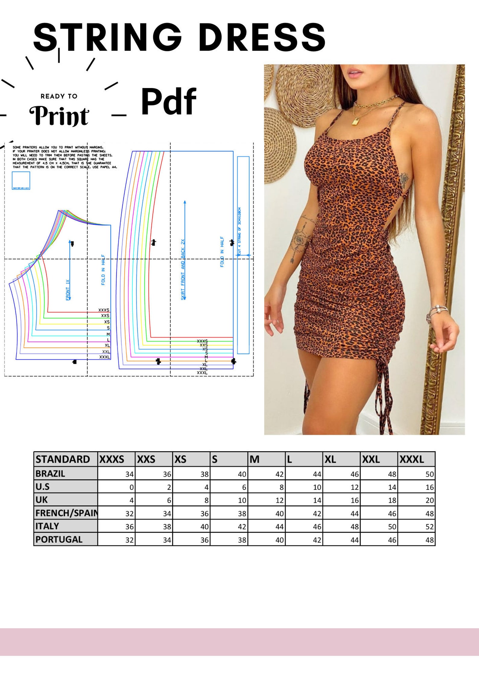 Sewing Pattern PDF : String Dress PDF Ready to Print. 100% - Etsy