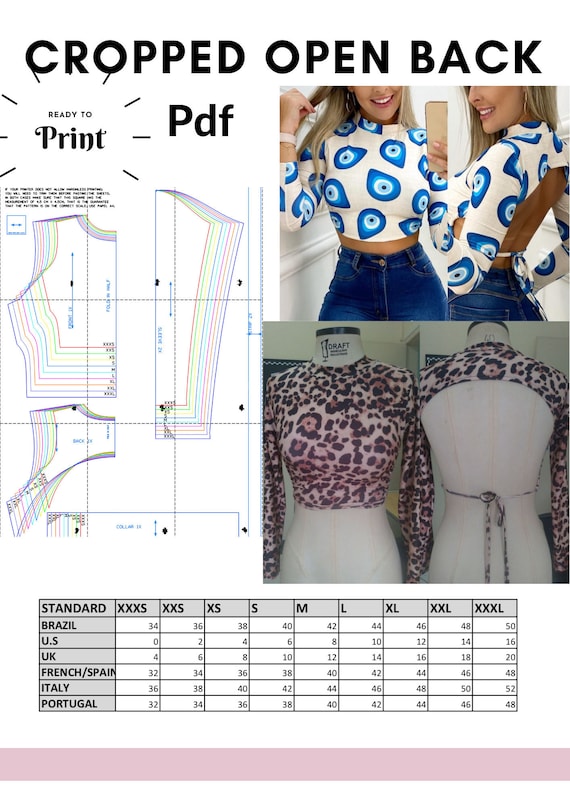 Sewing Pattern PDF: Cropped Open Back Pattern PDF Ready to - Etsy