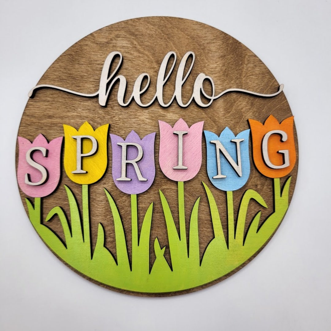 Spring Sign, Welcome Sign, Door Hanger, Wall Hanging, Hello Spring ...