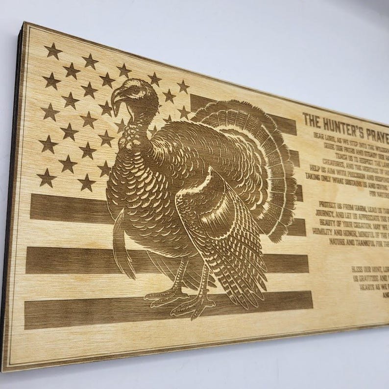 Laser Engraved Turkey Hunting Sign, Hunter's Prayer Cabin Decor - Etsy