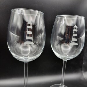 Lighthouse Etched Glass, Etched Glass, Lighthouse Gifts, Wine Gift ...