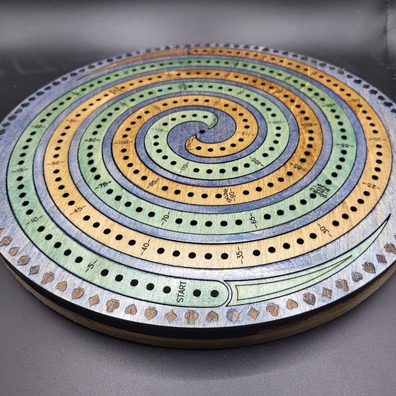 Double Spiral Cribbage Board: 2-track Board Game With Pegs - Etsy