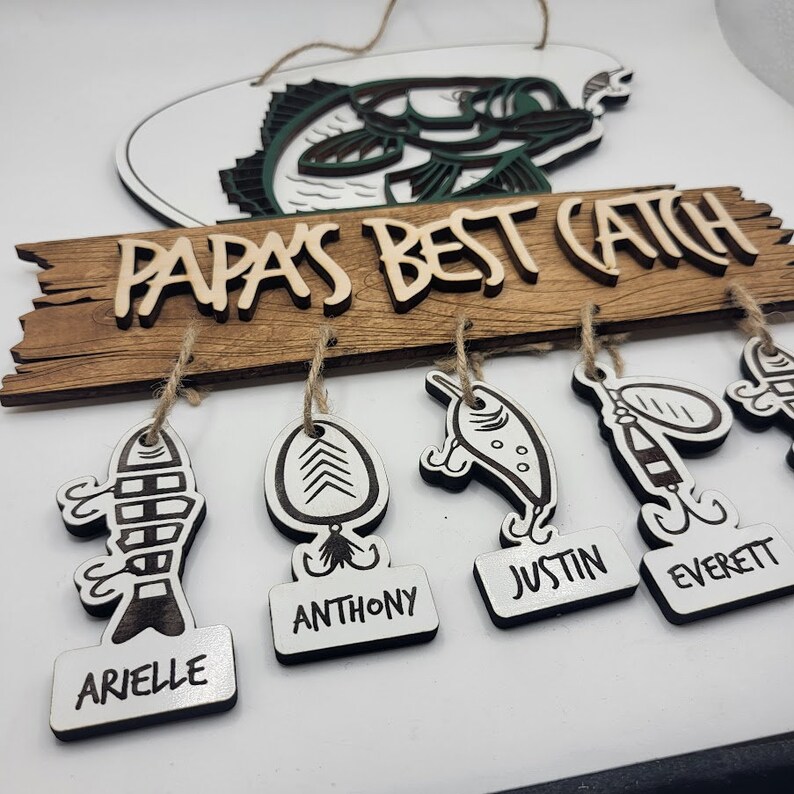 Fathers Day Sign, Best Catch Sign, Fishing Sign, Gift for Dad, Gift for ...