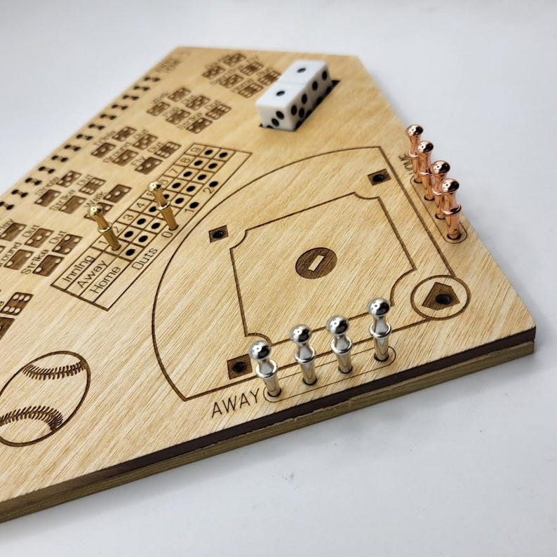 Handmade Wooden Dice Baseball Game: Family Tabletop Fun - Etsy