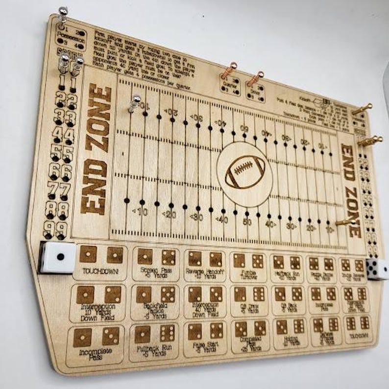 Handmade Wooden Dice Football Game: Tabletop Family Fun - Etsy