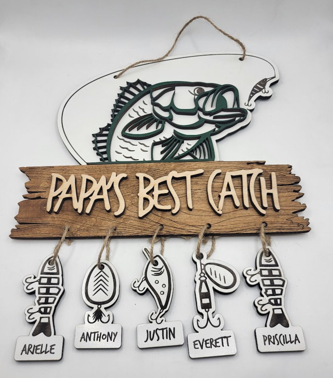 Fathers Day Sign, Best Catch Sign, Fishing Sign, Gift for Dad, Gift for ...