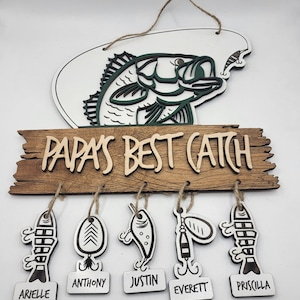 Fathers Day Sign, Best Catch Sign, Fishing Sign, Gift for Dad, Gift for ...