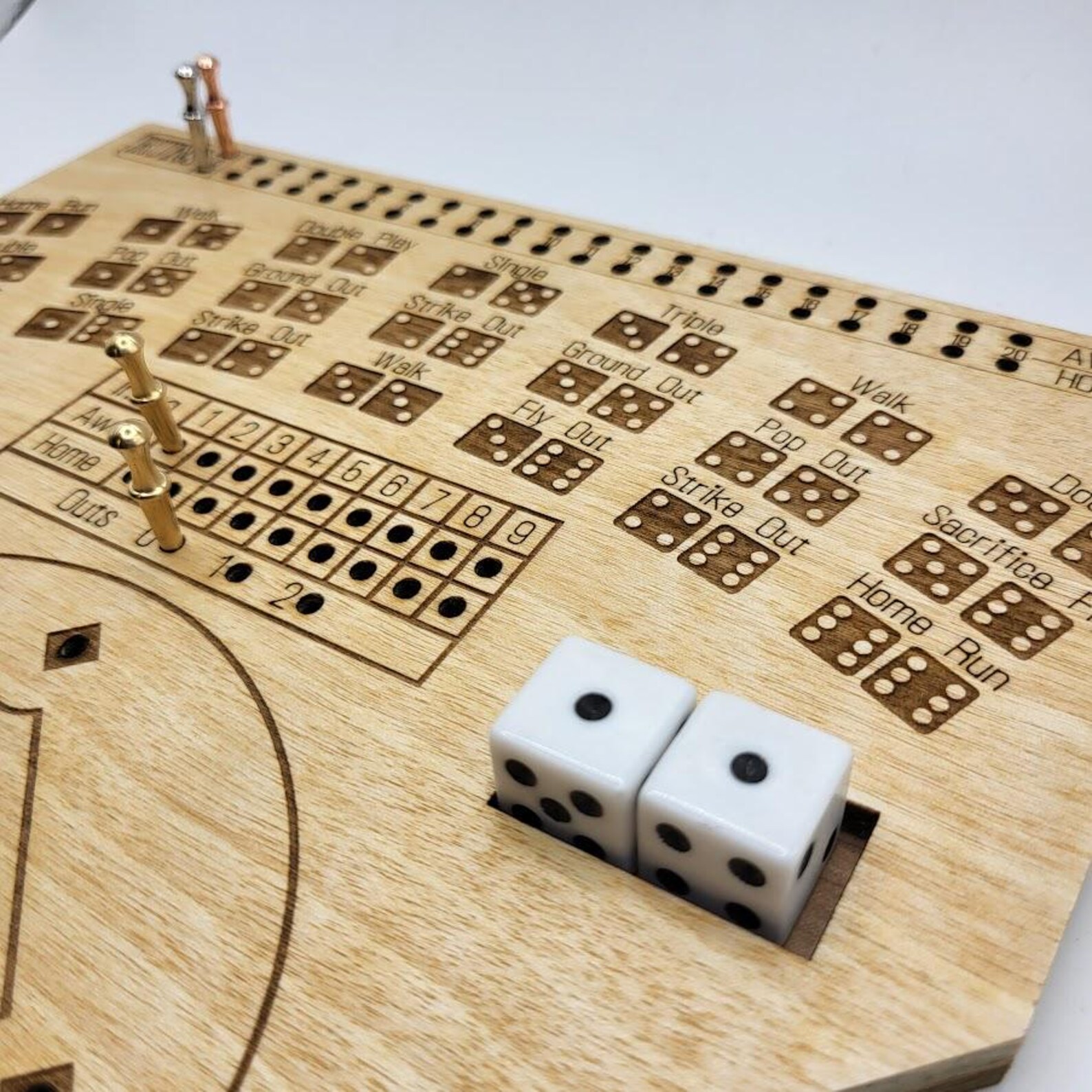 Handmade Wooden Dice Baseball Game: Family Tabletop Fun - Etsy
