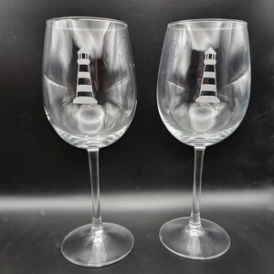 Lighthouse Etched Glass, Etched Glass, Lighthouse Gifts, Wine Gift ...