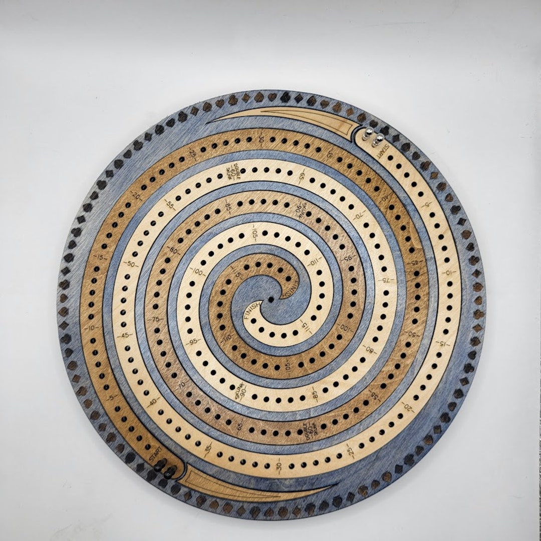 Double Spiral 2 Track Cribbage Board, Board Game, Game Night, Cribbage ...