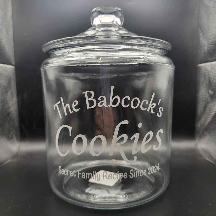 Personalized Cookie Jar: Laser Engraved 1-gallon Glass Cookie Storage ...