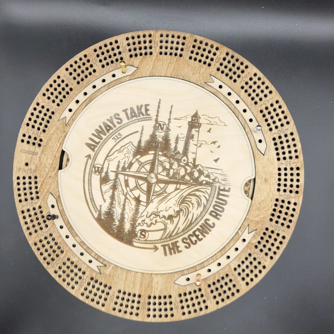Round Cribbage Board Game of Cribbage Cribbage Game Made in - Etsy