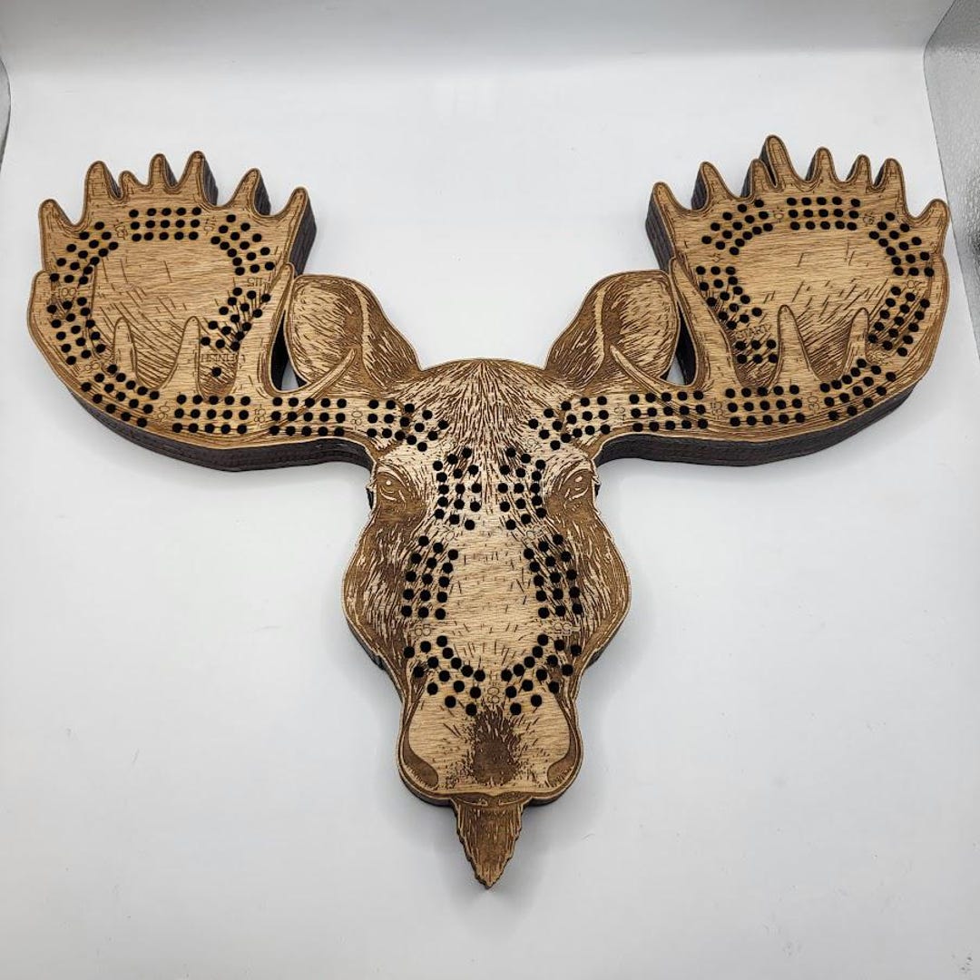 Moose Cribbage Board, Wooden Cribbage Board, Card Game, Family Game ...