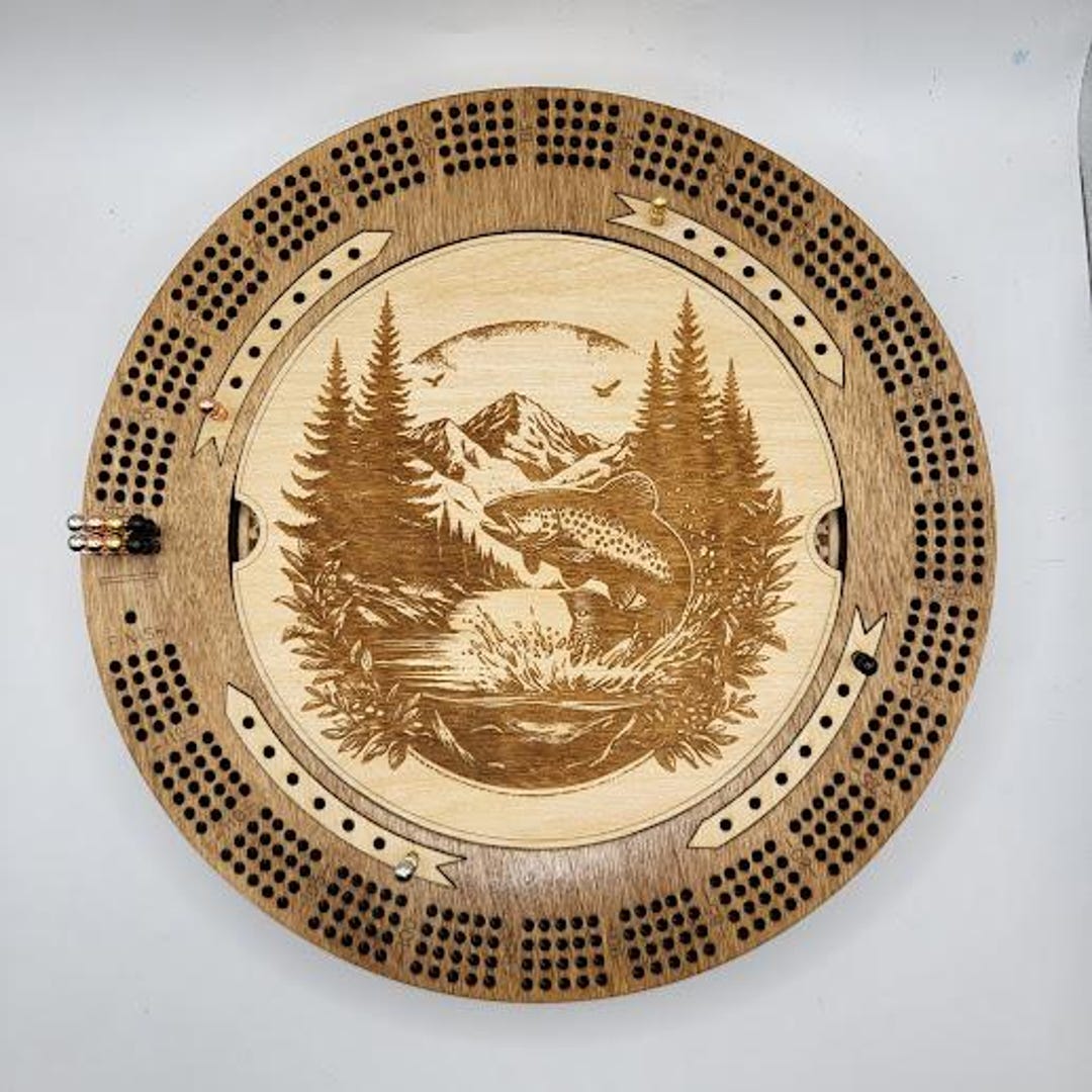 Round Cribbage Board: Laser Engraved, Made in Maine - Etsy