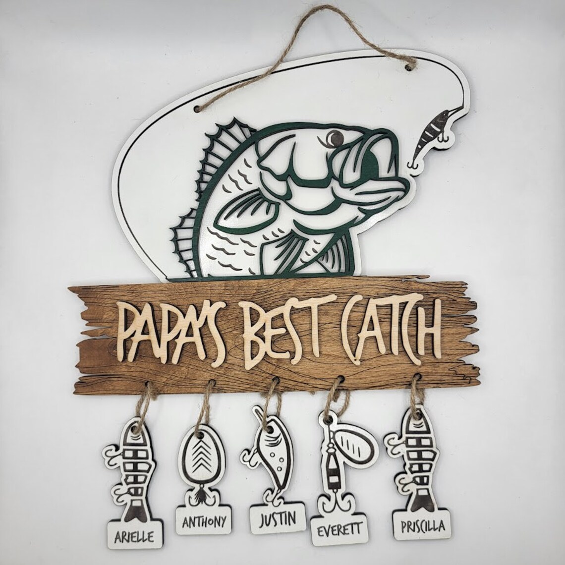 Fathers Day Sign, Best Catch Sign, Fishing Sign, Gift for Dad, Gift for ...