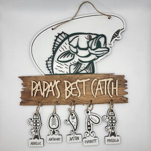 Fathers Day Sign, Best Catch Sign, Fishing Sign, Gift for Dad, Gift for ...