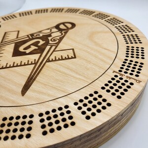Masonic Cribbage Board: Round Birch Wood, Pegs & Cards Included - Etsy