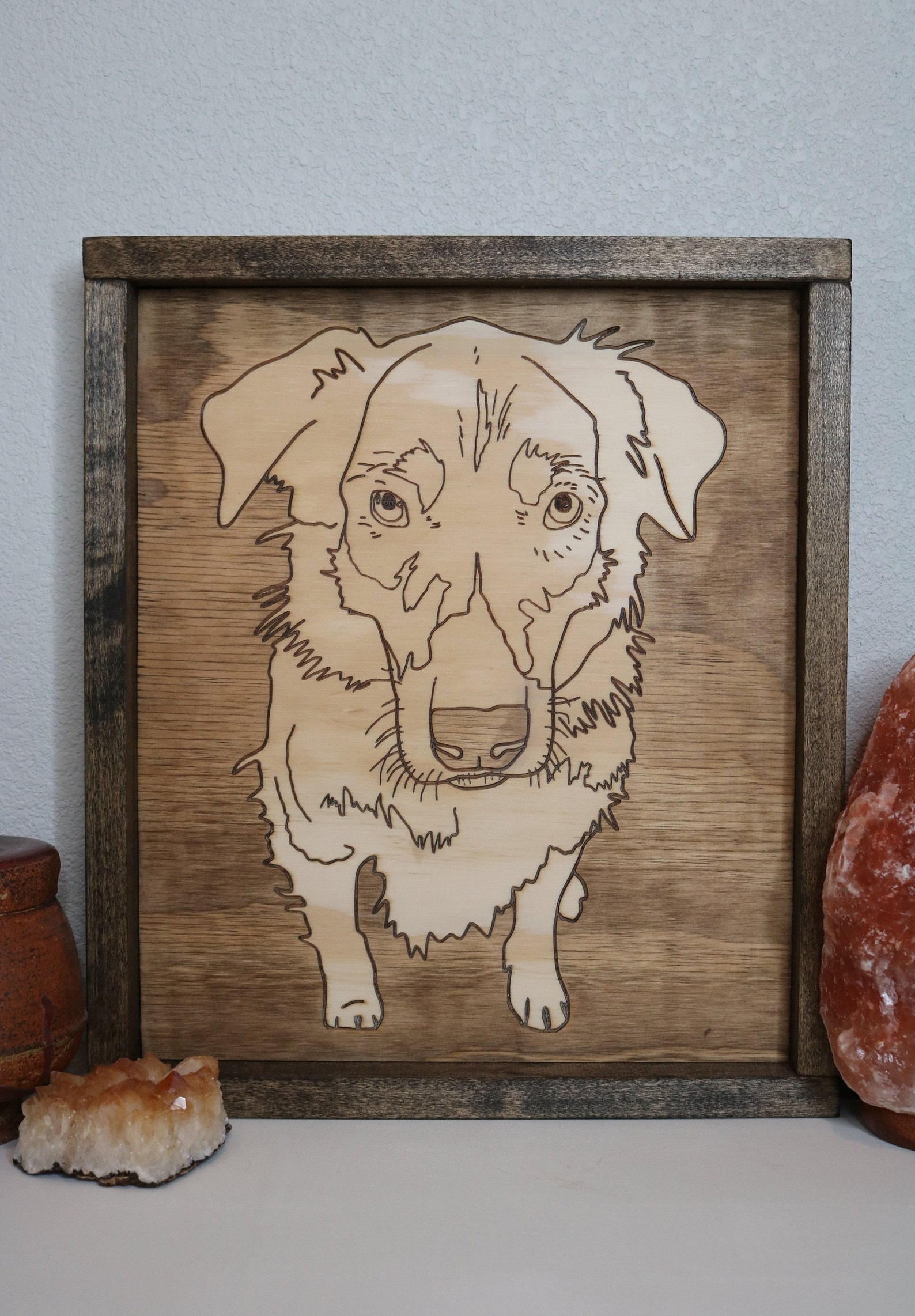 Custom Laser Engraved Dog Portrait Custom Pet Portrait Wood | Etsy
