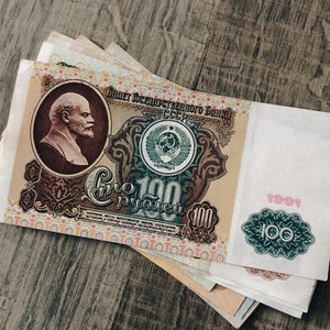 USSR 100 Ruble Banknote, Soviet Union Money, Original Vladimir Lenin ...