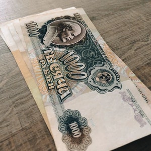 Vintage Soviet Union 1000 Ruble Banknote, USSR Money, Original Vladimir ...