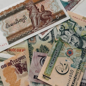 Ten Asian Banknotes Mix From Different Country, Set of 10 Banknotes ...