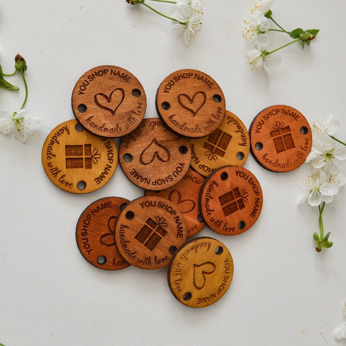 Custom Wooden Tagscustom Shop Name Tagssew on Knitting | Etsy