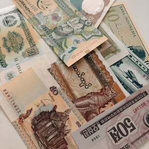 Ten Asian Banknotes Mix From Different Country, Set of 10 Banknotes ...
