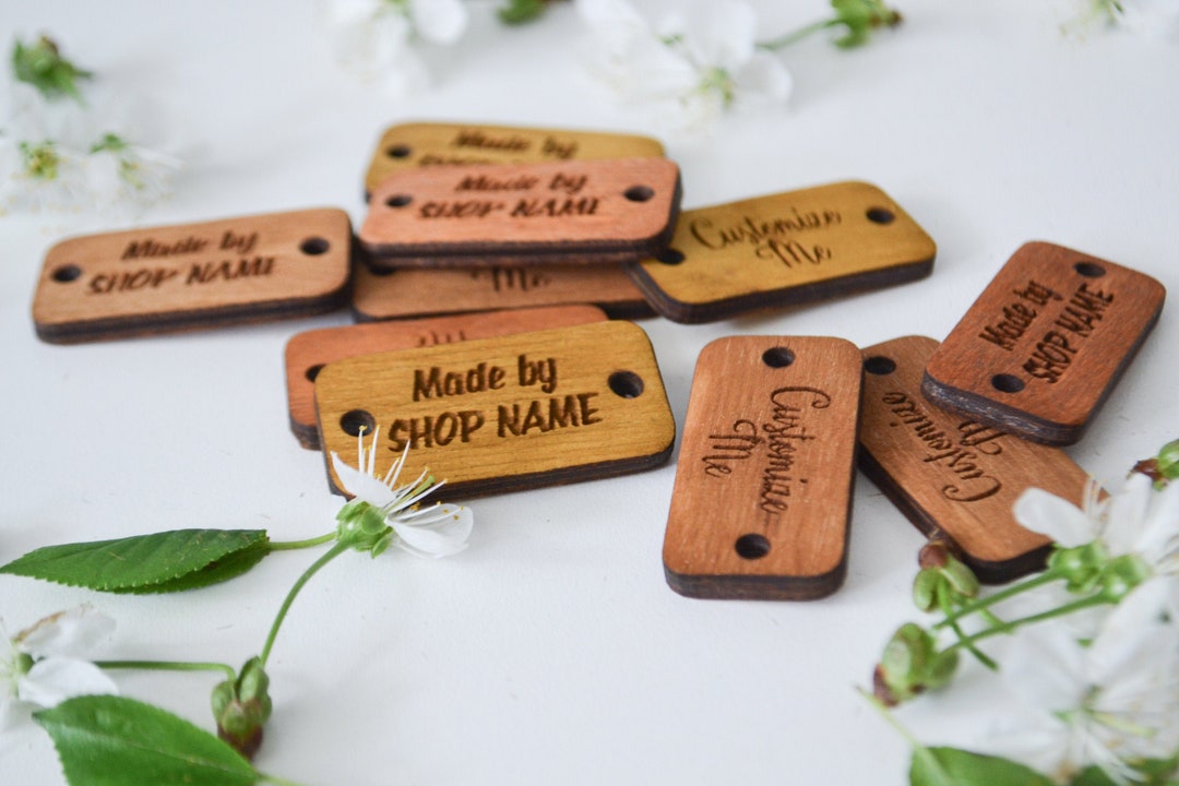 Custom Wooden Tags Custom Shop Name Tags Sew on Knitting Labels ...