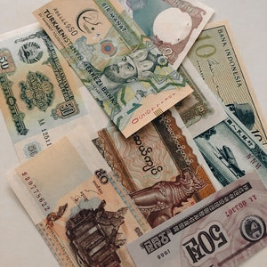 Ten Asian Banknotes Mix From Different Country, Set of 10 Banknotes ...