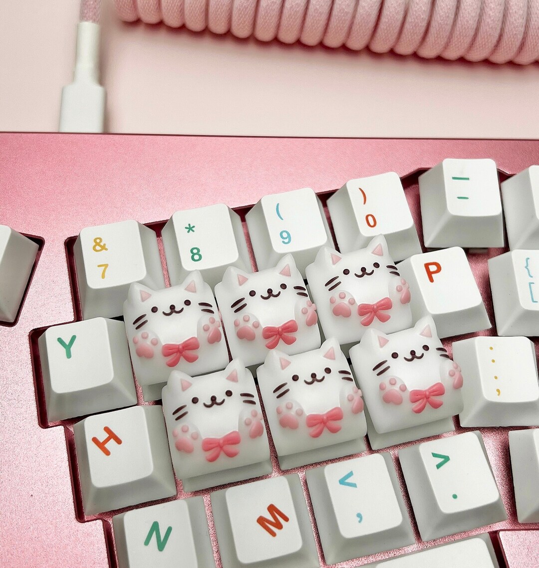 Strawberry Milk Koko Kat Resin Artisan Keycap Kawaii Keycaps Cute ...