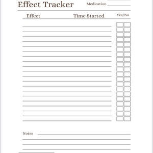 Medication Side Effect Tracker Low Ink - Etsy
