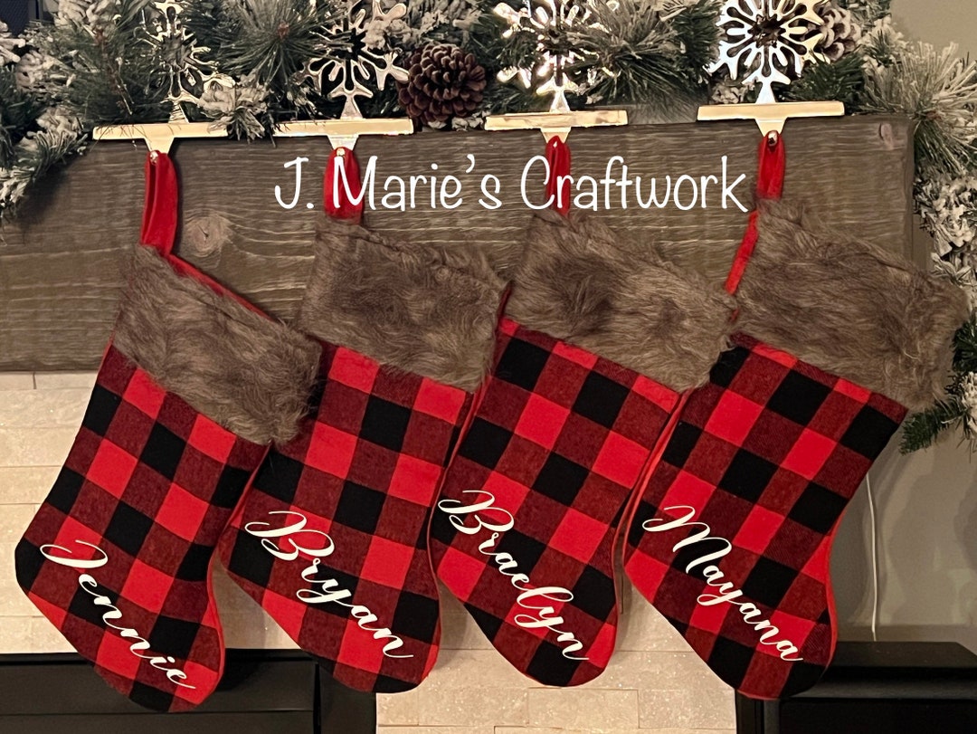 Buffalo Plaid Stockings, Personalized Christmas Stocking, Custom Name ...