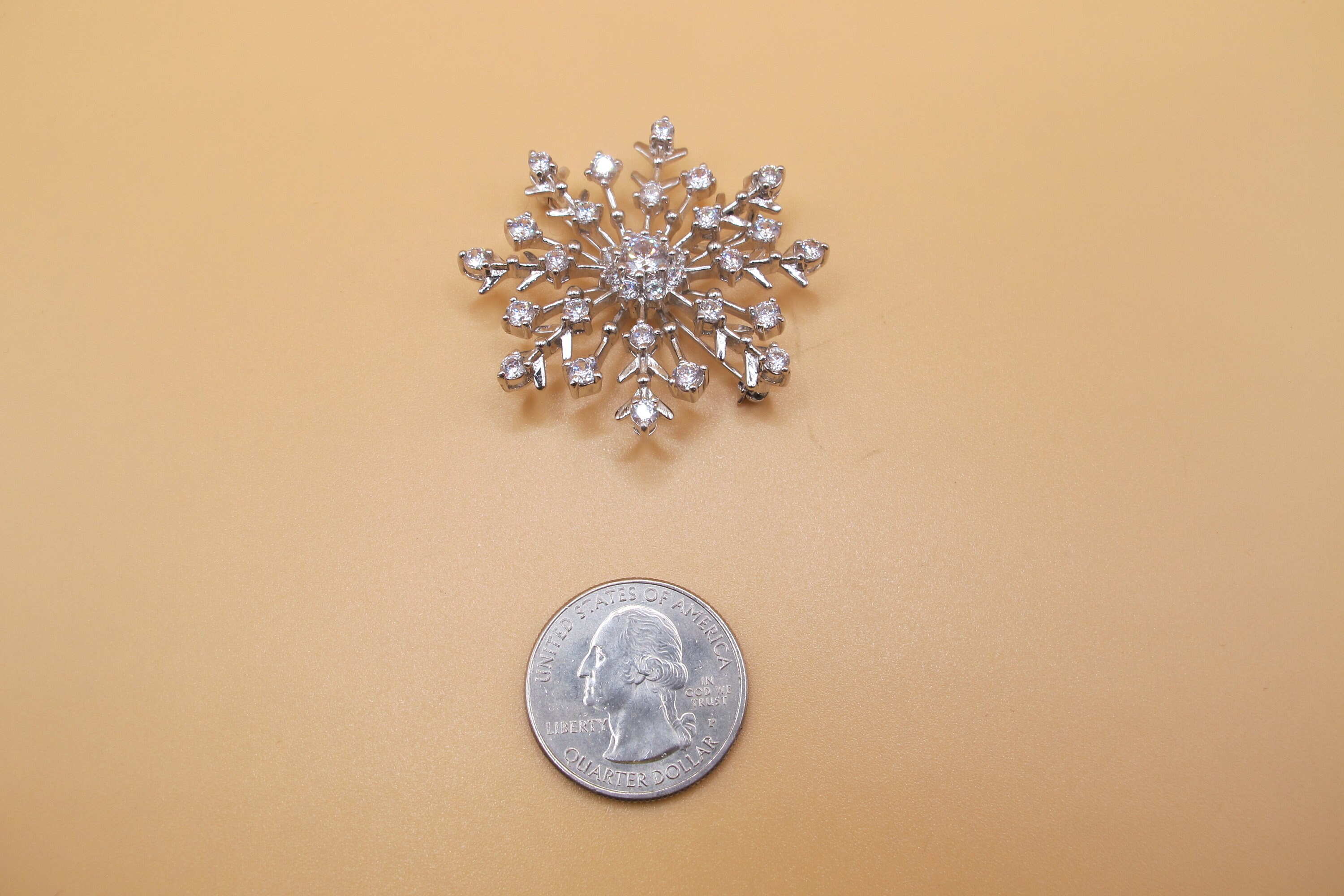 Vintage Sterling Silver Snowflake Pin Brooch with C Z Stones | Etsy