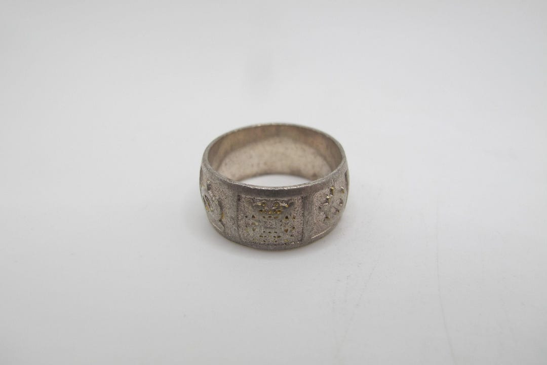 Vintage Sterling Silver Raised Design Band Ring Marked 925 - Etsy