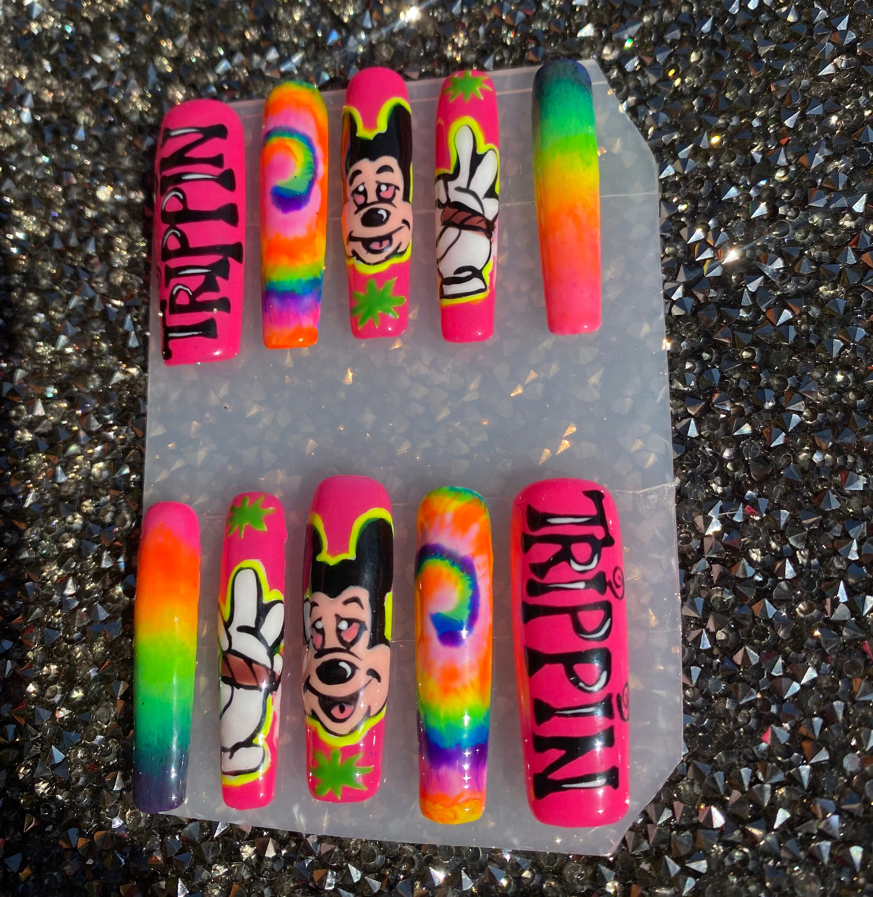 Trippin Trippy Mouse Long Square Press on Nails - Etsy
