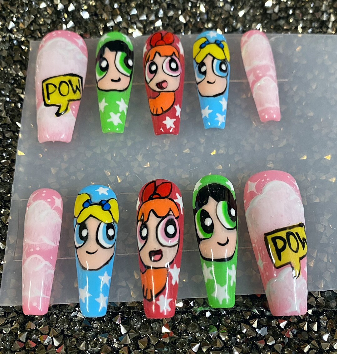 PP Girl Superhero Coffin Press on Nails - Etsy